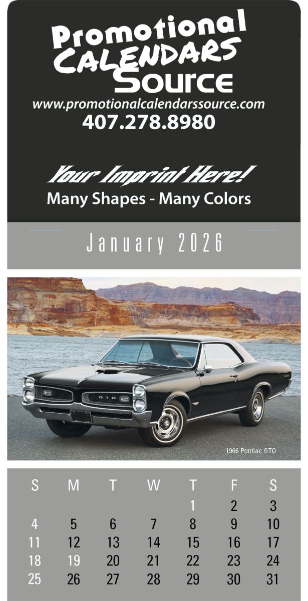 Memorable Muscle Cars Stick-Up Calendar Full-Color Images 25 shapes