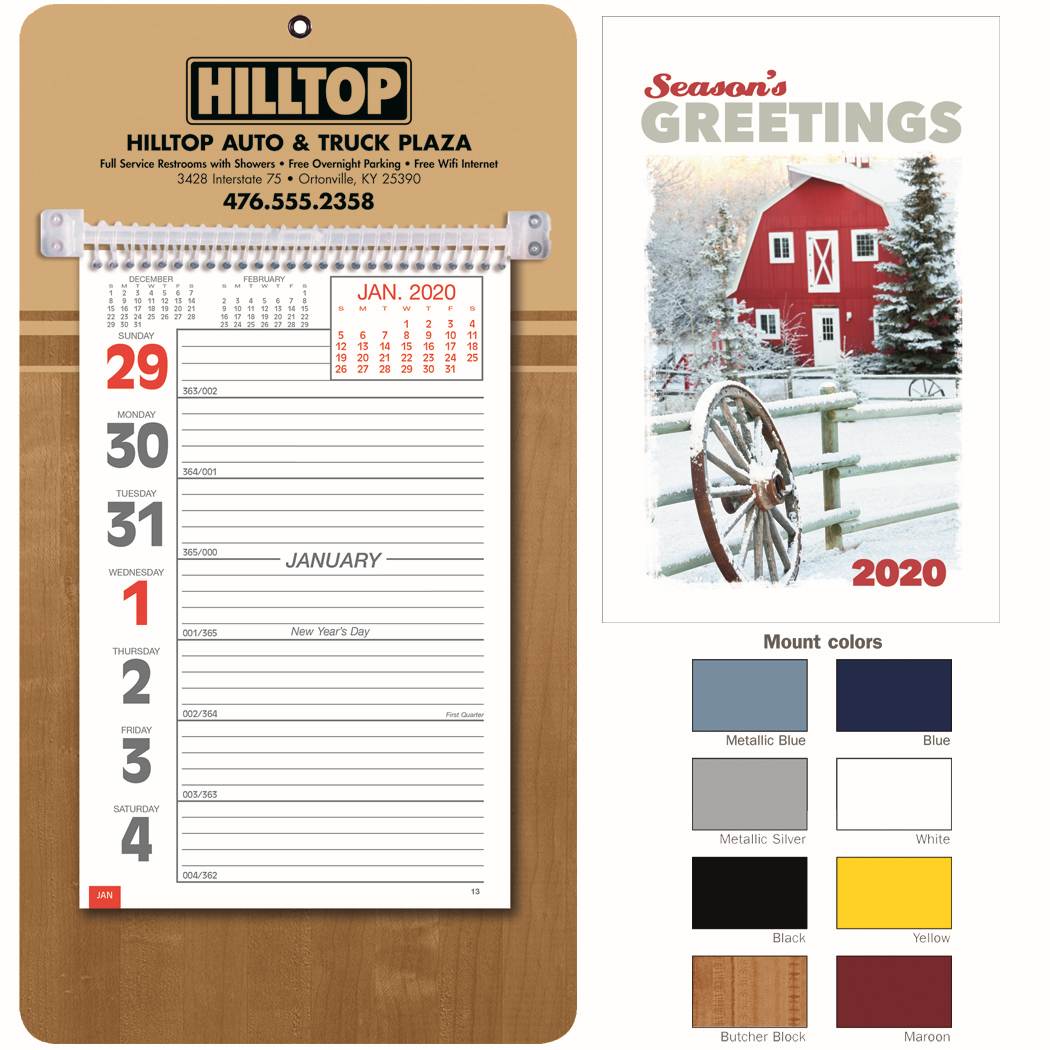 Promotional Big Numbers Weekly Memo Calendar - Butcher Block