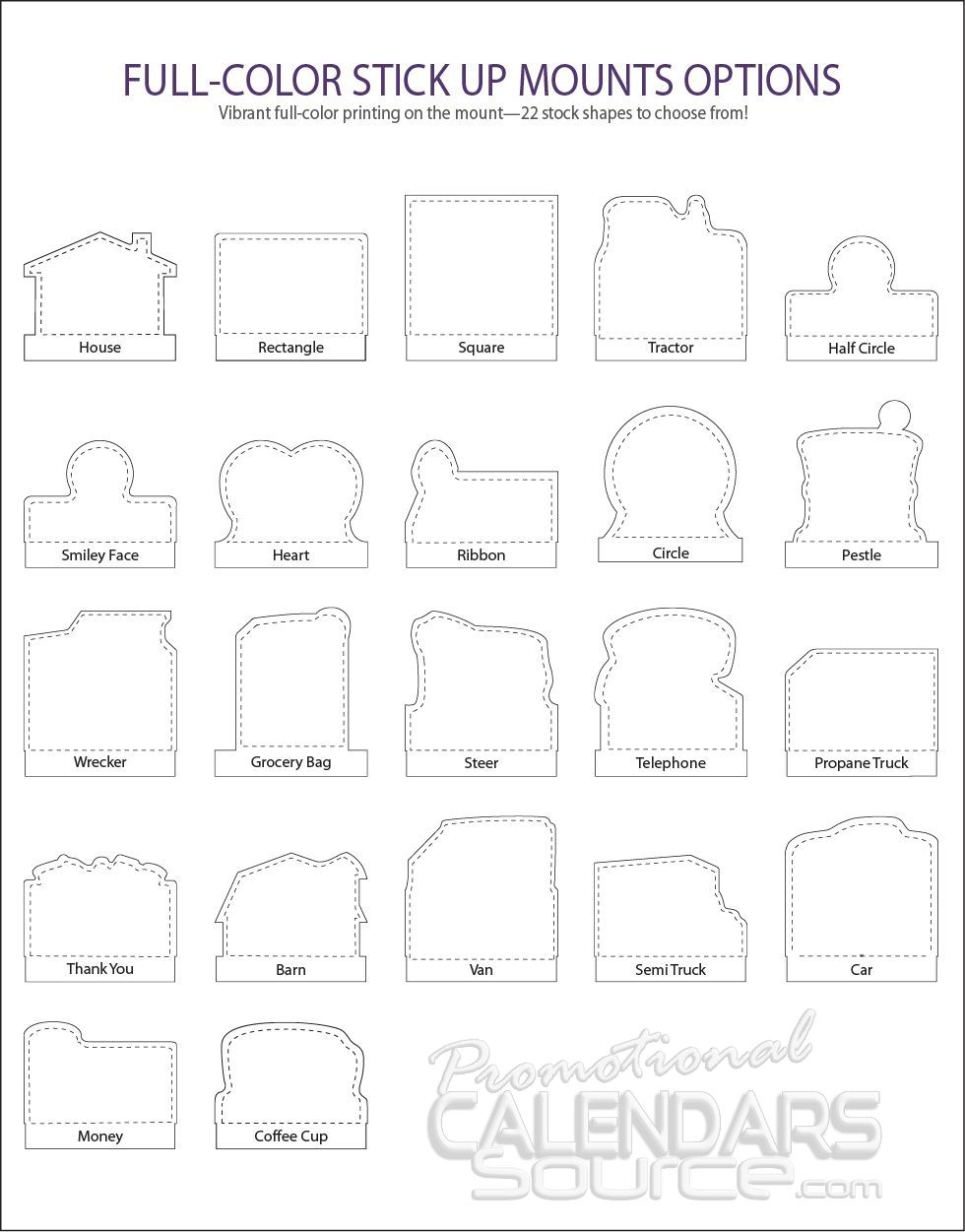 Full-Color vinyl header imprint Stick-Up Calendar, Red & Black Grid