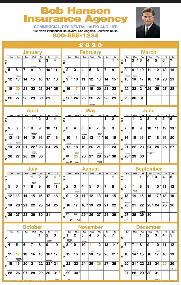 Year In View Calendar with Full-Color Ad Copy Imprint, Size 14x22