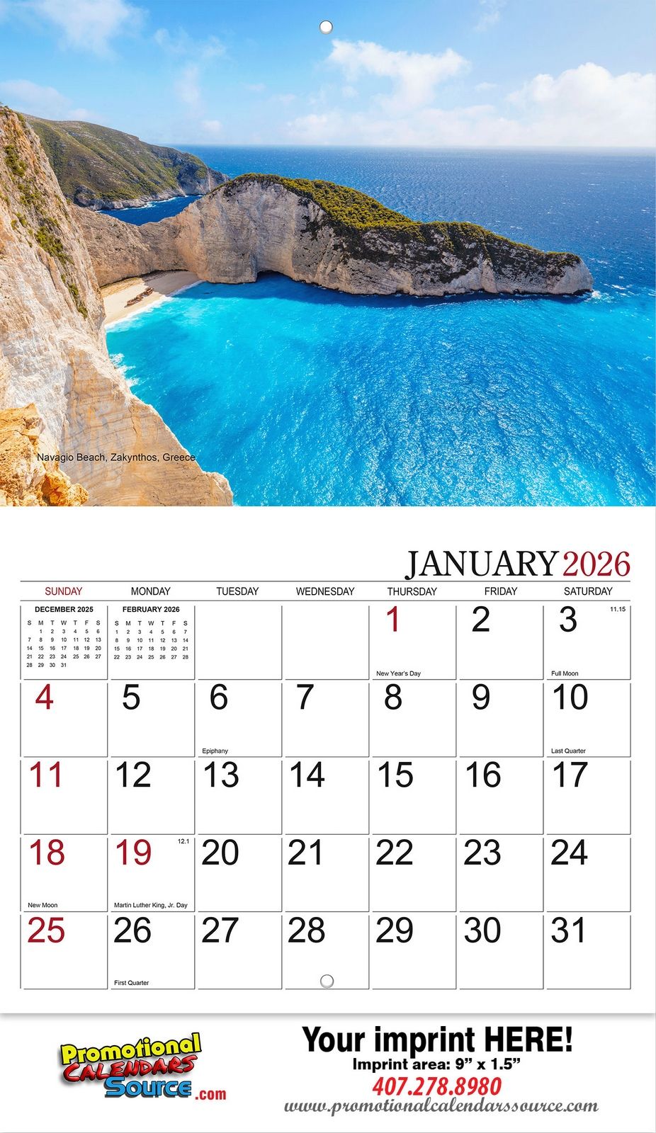 Tropical Beach Promotional Calendar