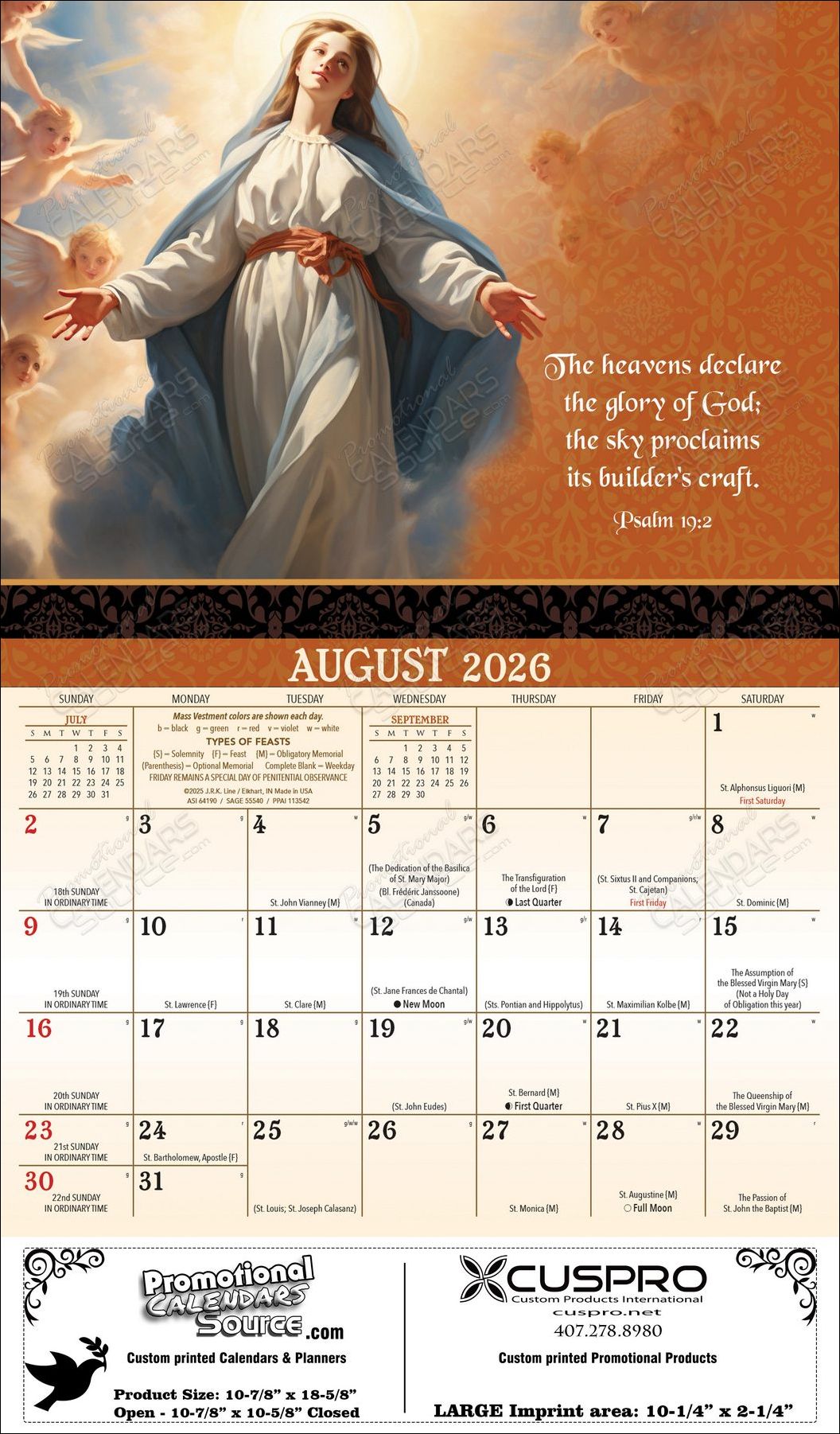 Funeral Home Classic Art Religious Calendar with Funeral Preplanning ...