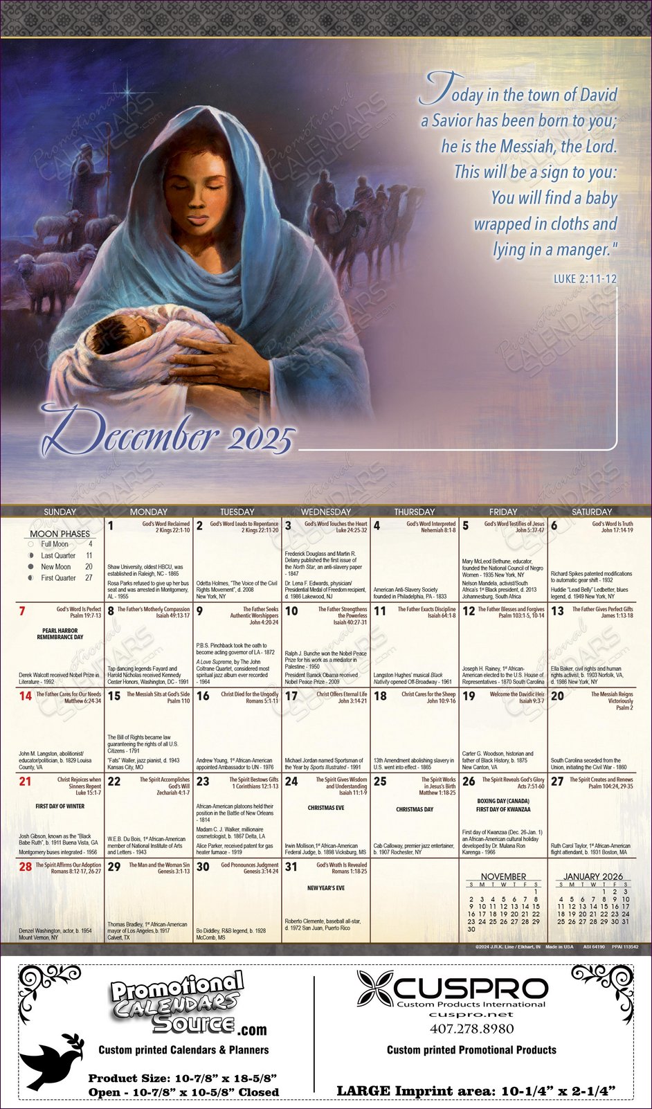 Faith Hope Love Protestant Calendar 2025, Funeral Preplanning insert option