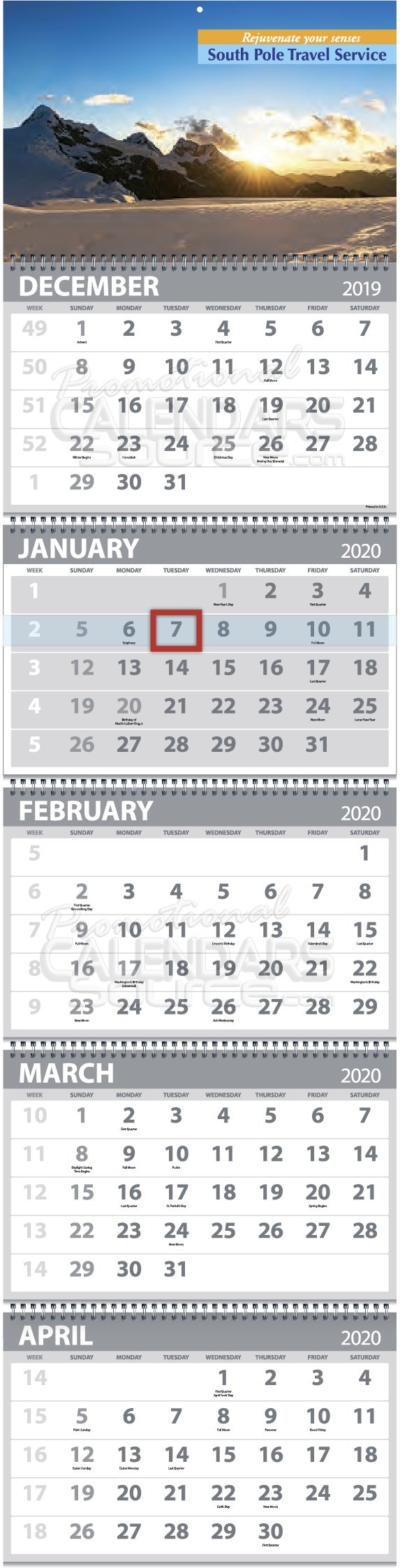 5 Month View Wall Calendars Custom Printed