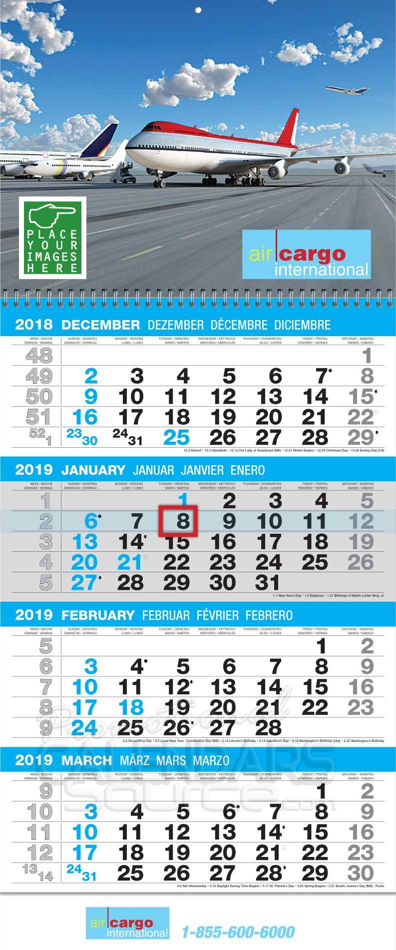 4-Month View Calendar Custom, Tear Off Pad With Week Numbers, Drop Ad